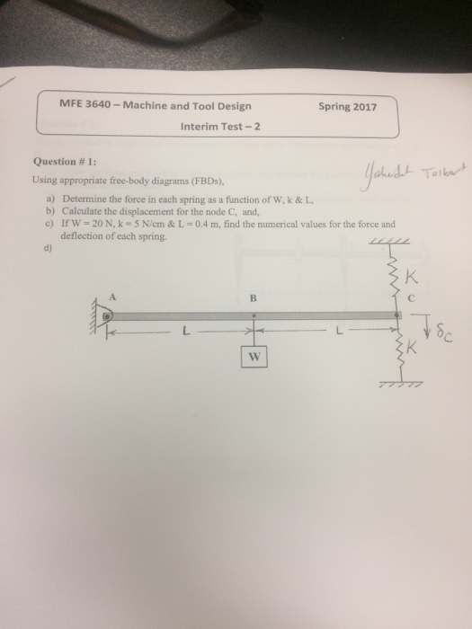 Solved Using appropriate free-body diagrams (FBDs), a) | Chegg.com