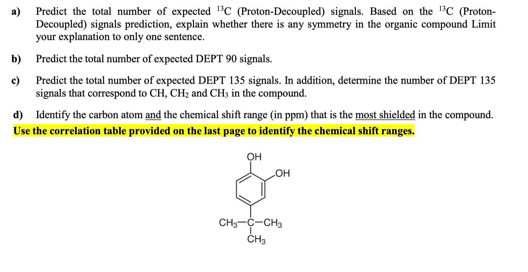 a) Predict the total number of expected 13C | Chegg.com