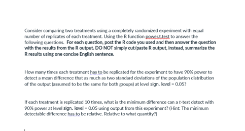 Solved Consider comparing two treatments using a completely | Chegg.com