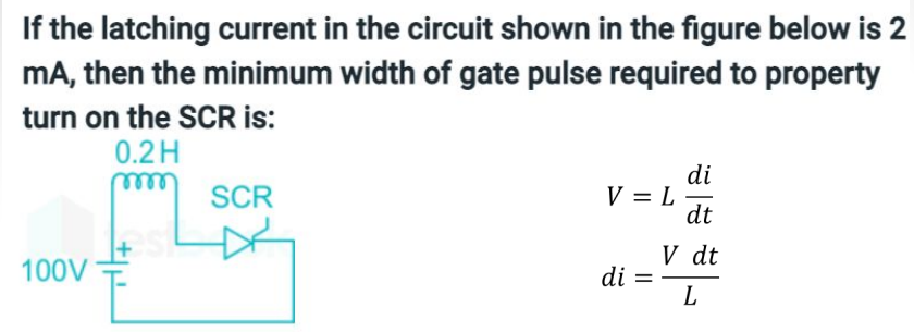 Solved If the latching current in the circuit shown in the | Chegg.com