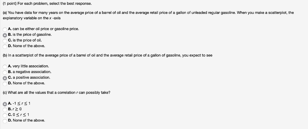 Solved (1 point) For each problem, select the best response | Chegg.com