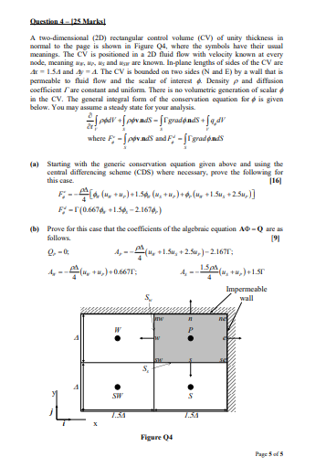 A two-dimensional (2D) rectangular control volume | Chegg.com