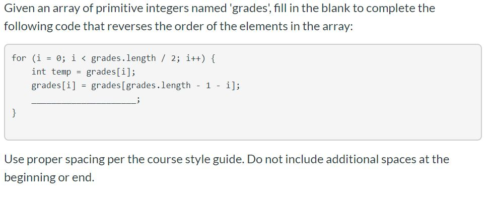 Solved Given an array of primitive integers named 'grades', | Chegg.com