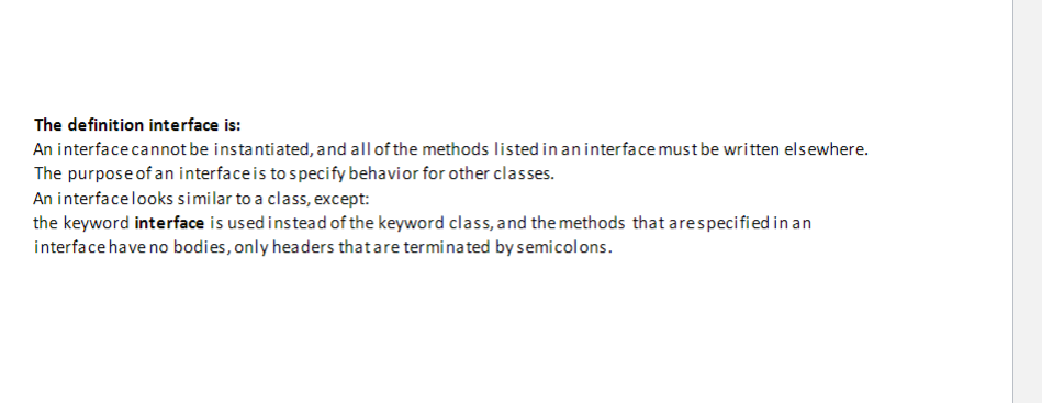 Solved java code Interface: is defining common behavior for | Chegg.com