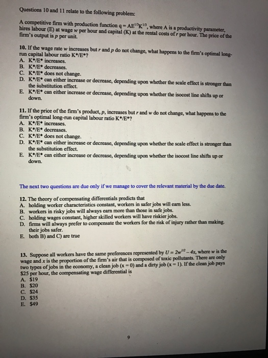 Solved PART II Multiple Choice (13 questions, 5 points each, | Chegg.com