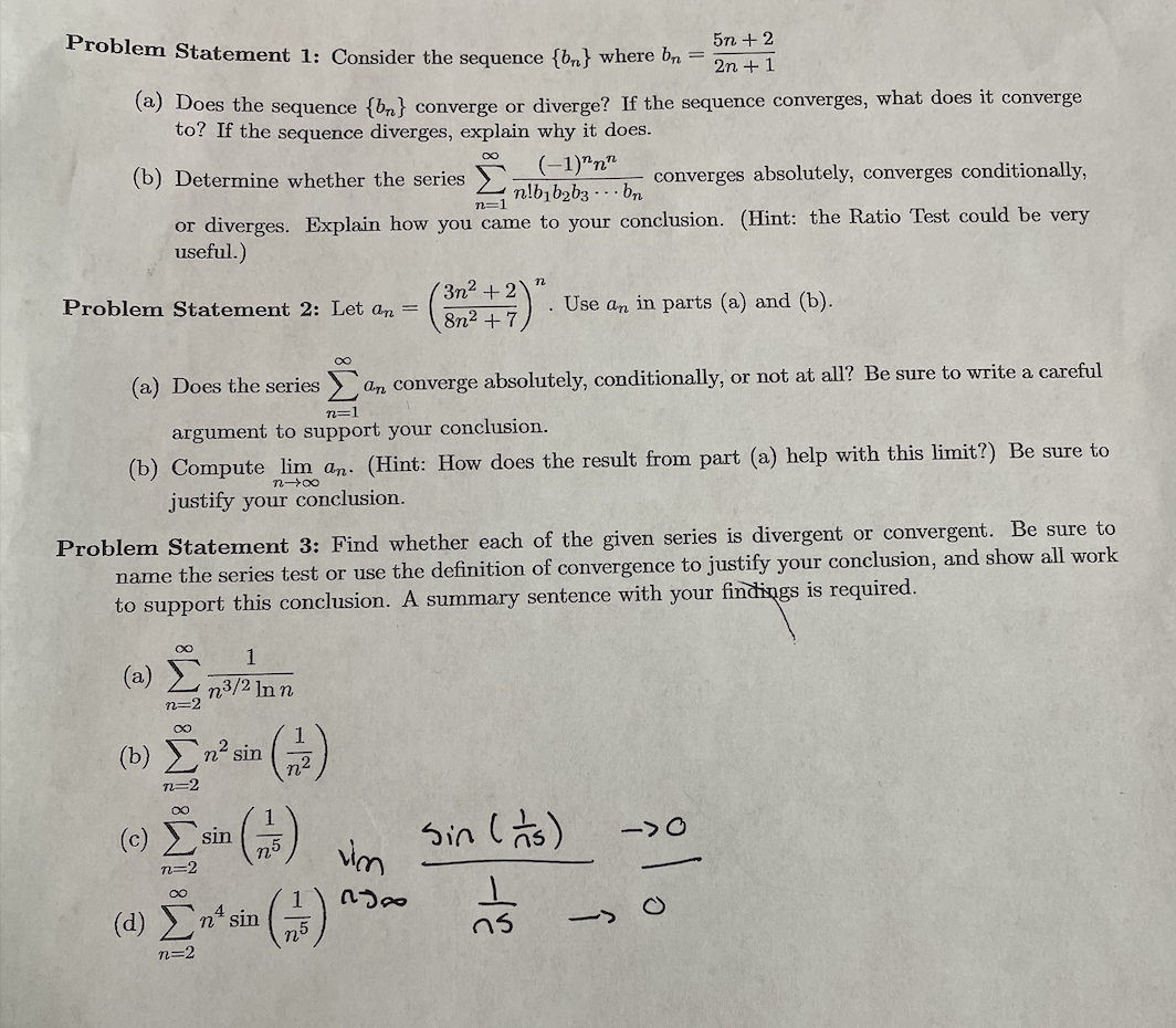 Solved Problem Statement 1: Consider the sequence {bn} where | Chegg.com