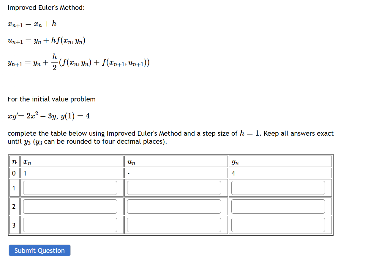 Solved Improved Euler's Method: | Chegg.com