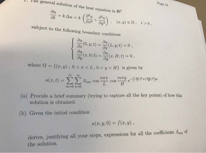 Solved The general solution of the heat equation in R^2 | Chegg.com