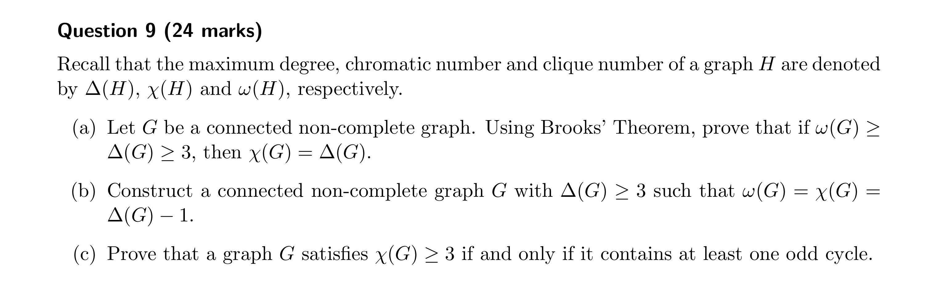 Solved Question 9 24 Marks Recall That The Maximum Degree 