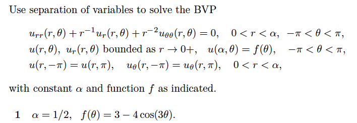 Solved Use separation of variables to solve the BVP Urr(t,0) | Chegg.com
