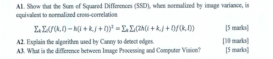 Solved A1. Show that the Sum of Squared Differences (SSD), | Chegg.com