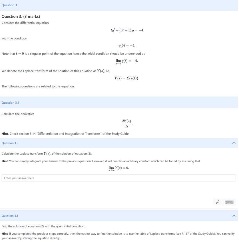 Solved Question 3. (3 marks) Consider the differential | Chegg.com