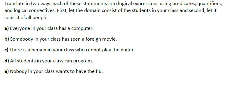 Answered Translate In Two Ways Each Of These Statements In