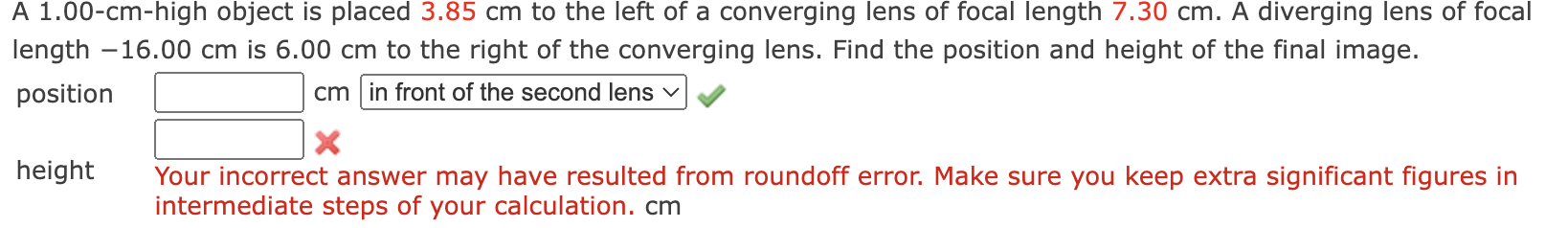 Solved A 1.00-cm-high object is placed 3.85 cm to the left | Chegg.com