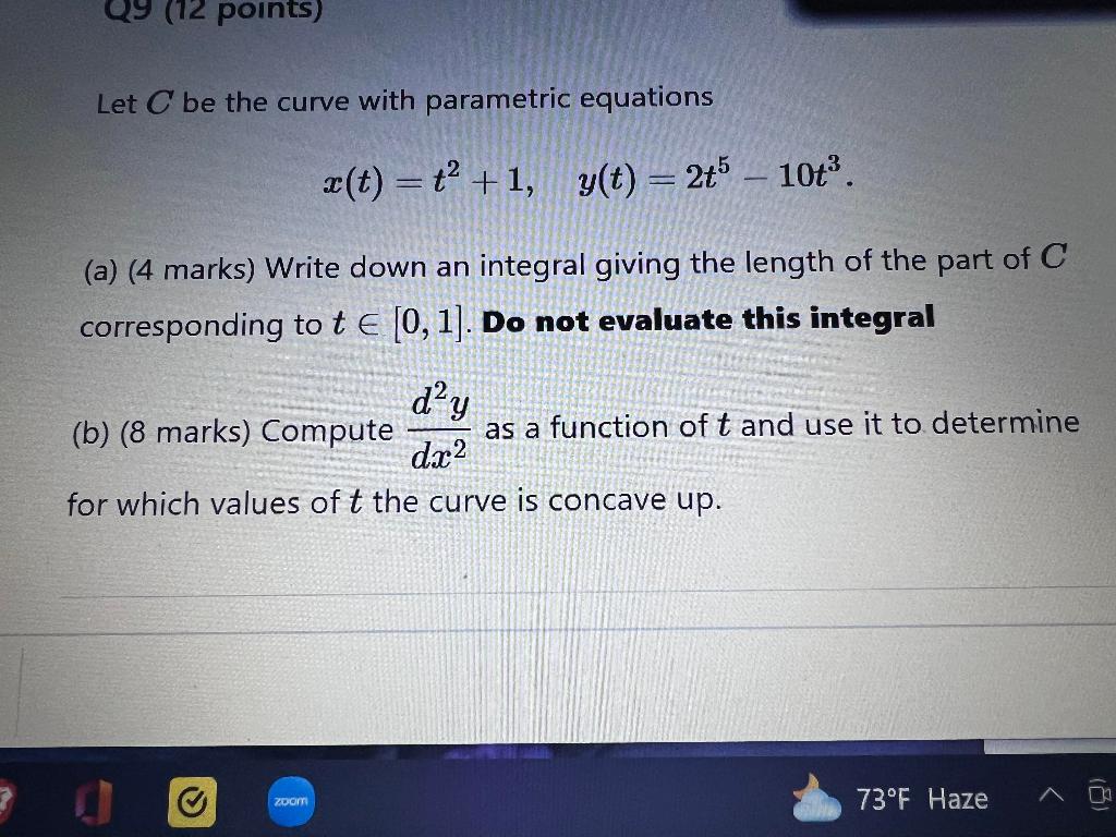 Solved Let C be the curve with parametric equations | Chegg.com