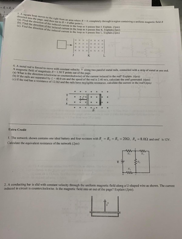 Solved S. A square loop moves to the right from an area | Chegg.com