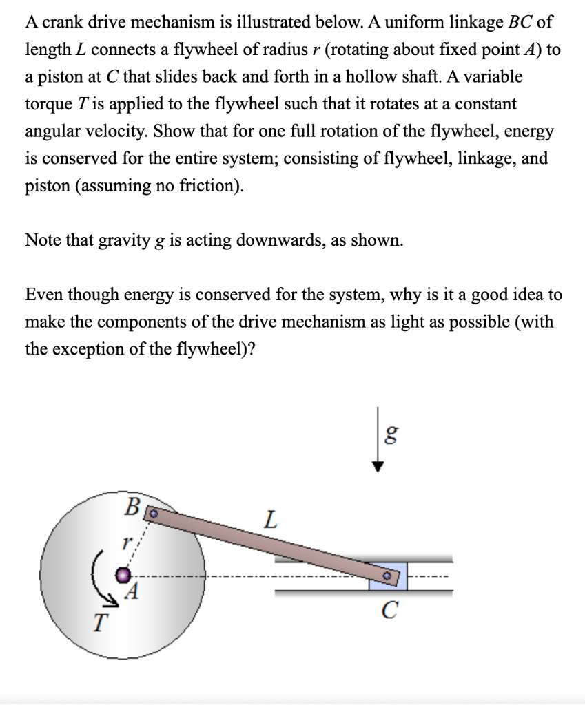 Solved A crank drive mechanism is illustrated below. A | Chegg.com