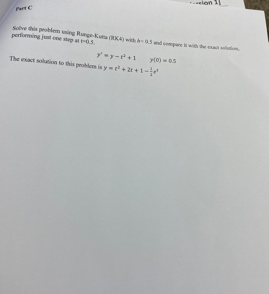 Solved Solve this problem using Runge-Kutta (RK4) with h=0.5 | Chegg.com