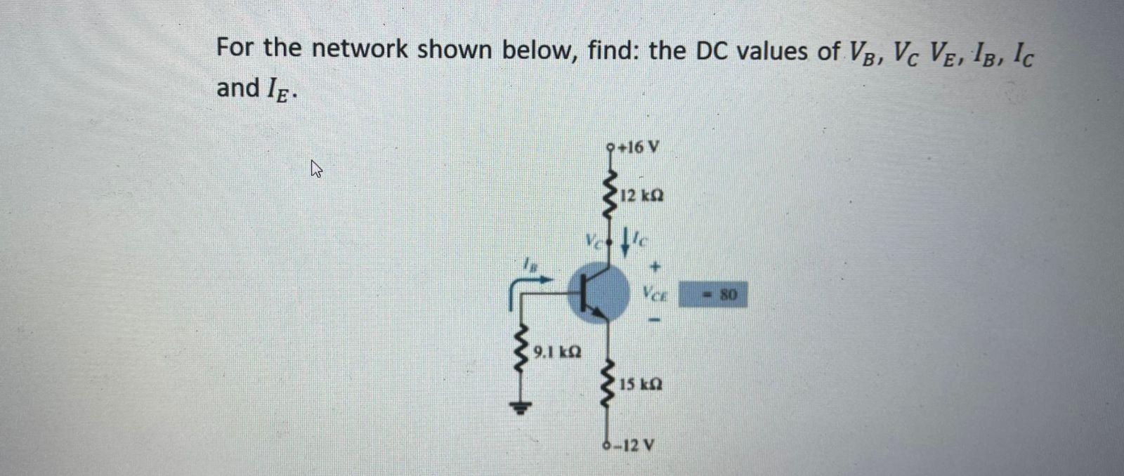 Solved For the network shown below, find: the DC values of | Chegg.com