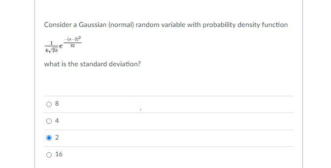 Solved Consider a Gaussian (normal) random variable with | Chegg.com