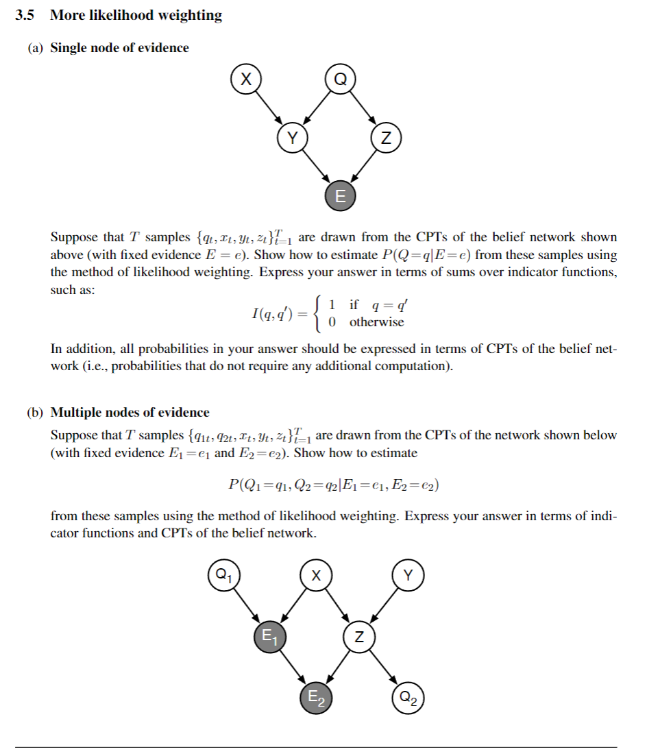 Solved 3.5 ﻿More likelihood weighting(a) ﻿Single node of | Chegg.com