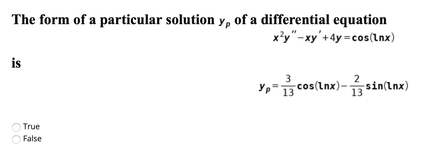 Solved The form of a particular solution Ур of a | Chegg.com