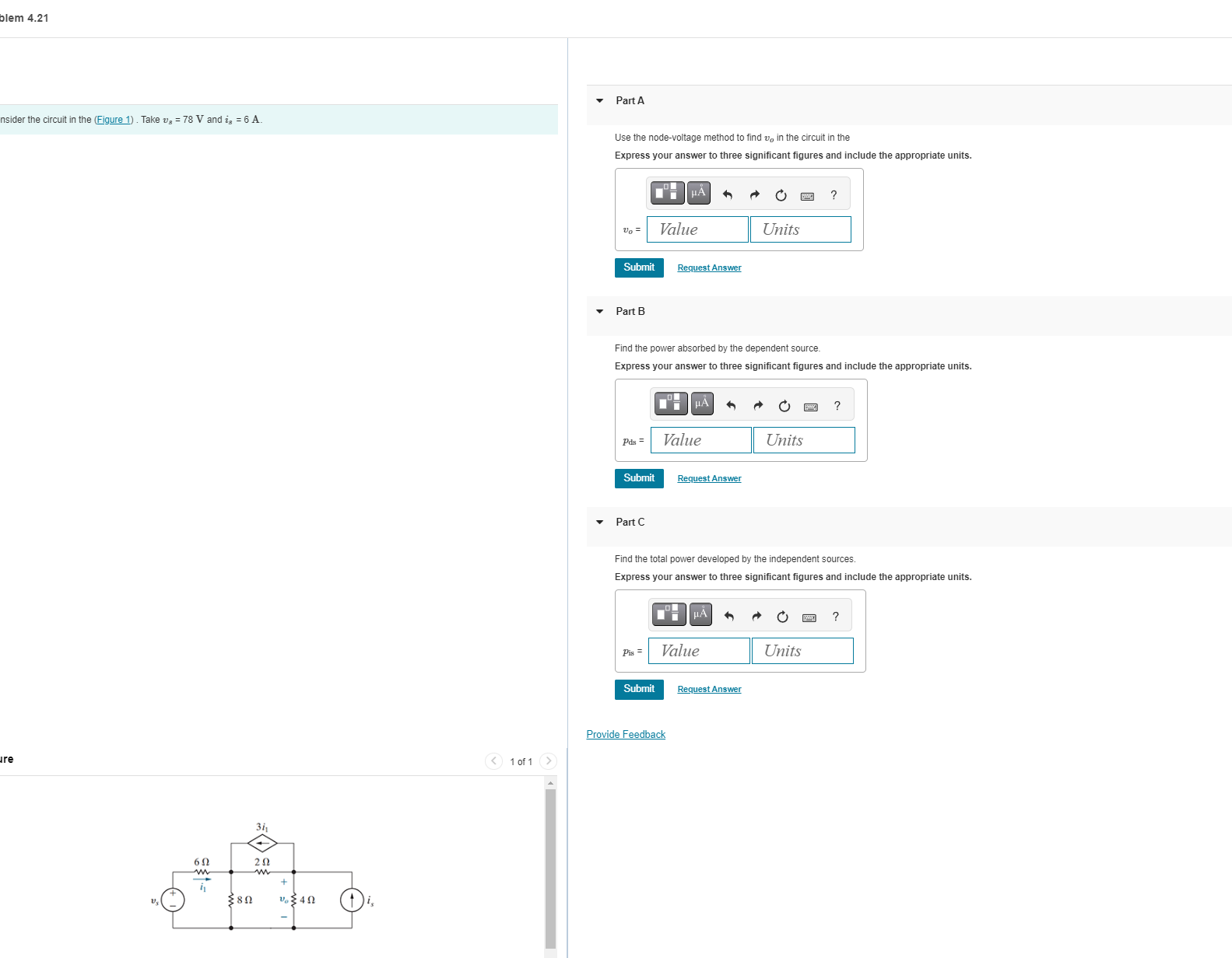 Solved nsider the circuit in the (Figure 1). ﻿Take vs=78V | Chegg.com