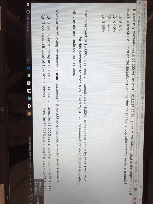 Solved The future value and present value equations also | Chegg.com