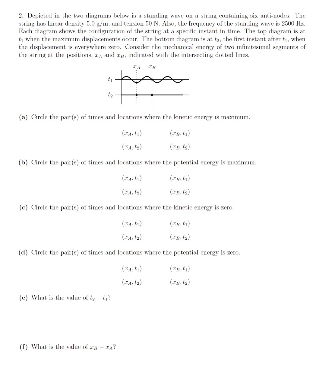 Solved Depicted in the two diagrams below is a standing wave | Chegg.com