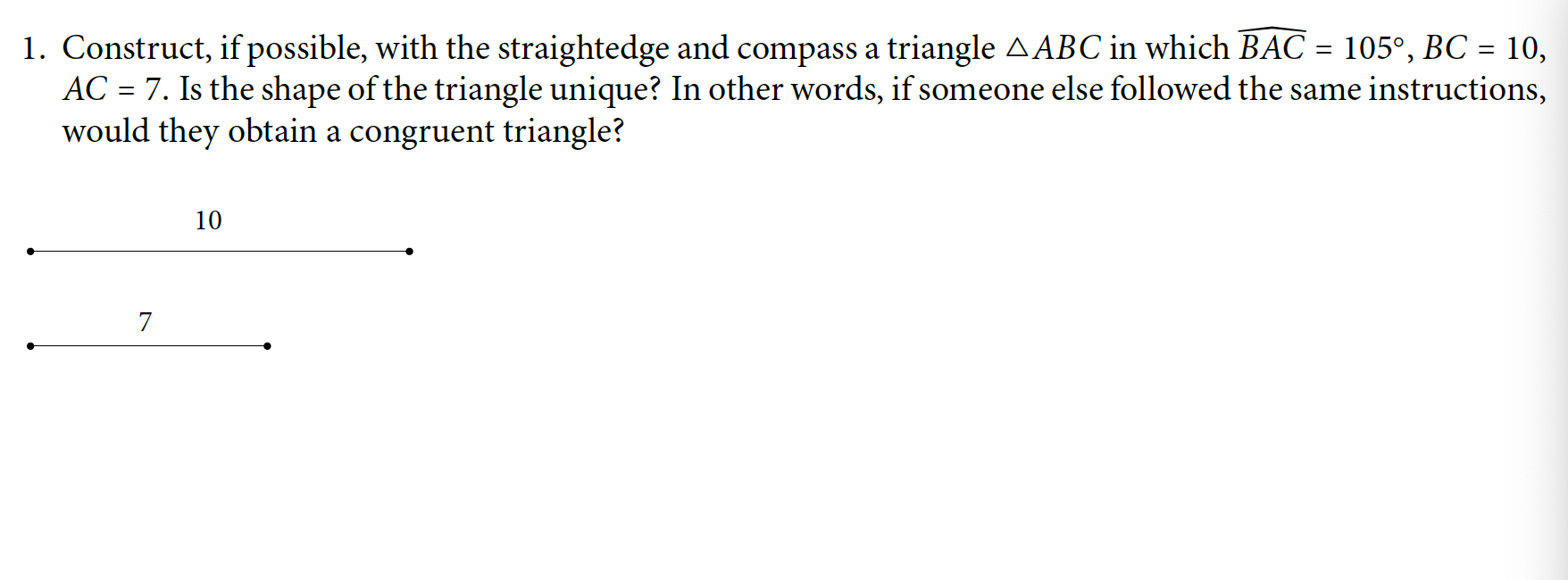 Solved = = 1. Construct, if possible, with the straightedge | Chegg.com