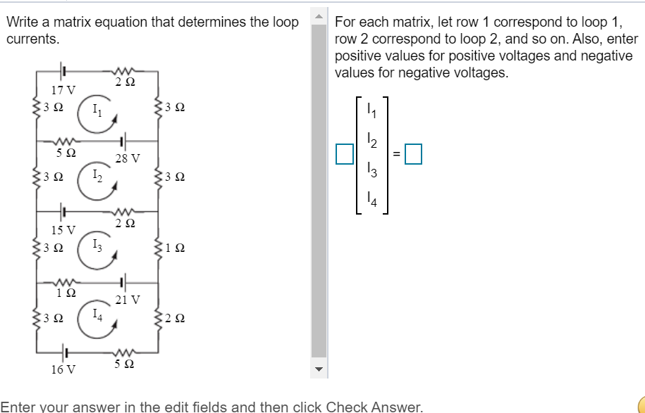 Solved Write A Matrix Equation That Determines The Loop 