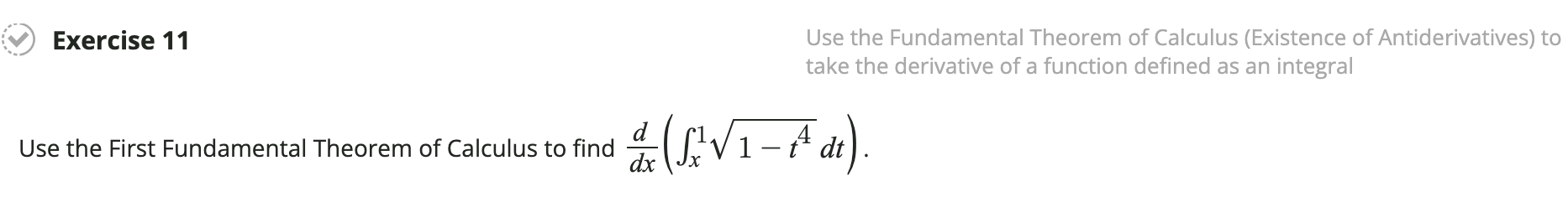 Solved Exercise 11 Use the Fundamental Theorem of Calculus | Chegg.com