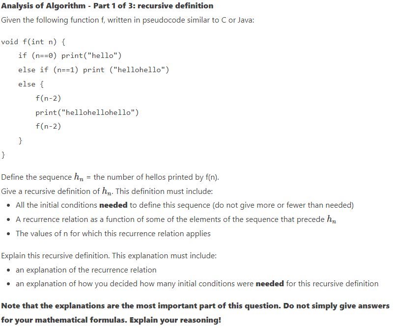 Solved Analysis of Algorithm - Part 1 of 3: recursive | Chegg.com