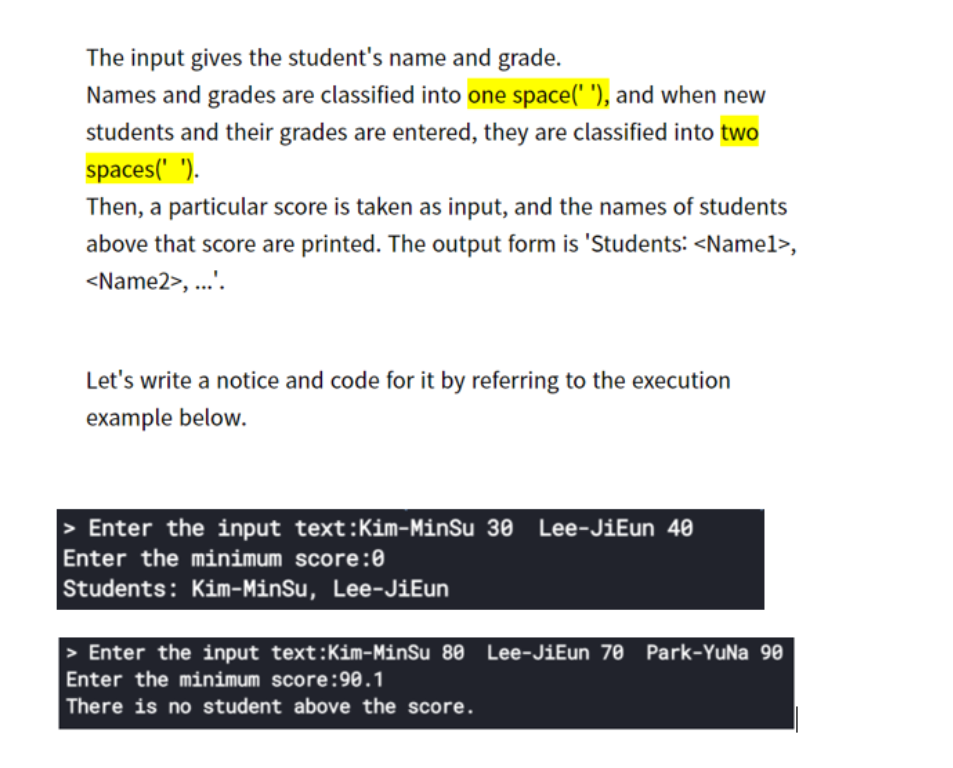 Solved The input gives the student's name and grade. Names | Chegg.com