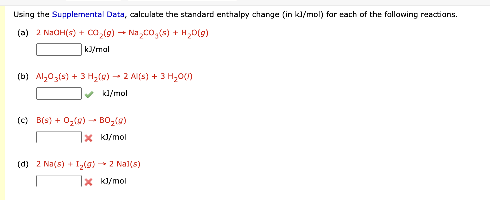 Solved Using the Supplemental Data, calculate the standard | Chegg.com