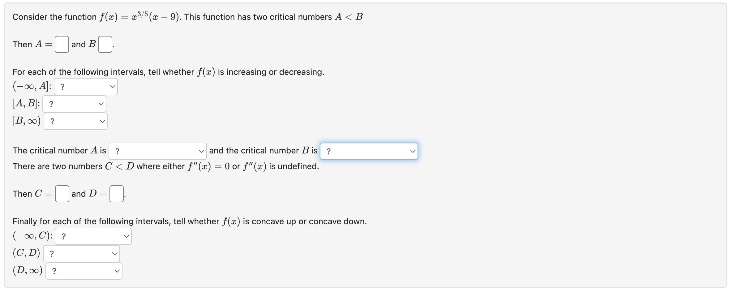 Solved Consider the function f(x)=x3/5(x−9). This function | Chegg.com