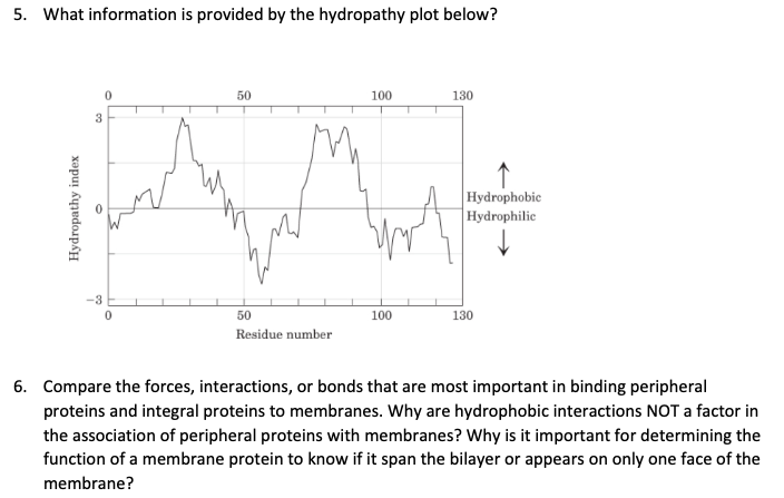 Solved 5. What information is provided by the hydropathy | Chegg.com