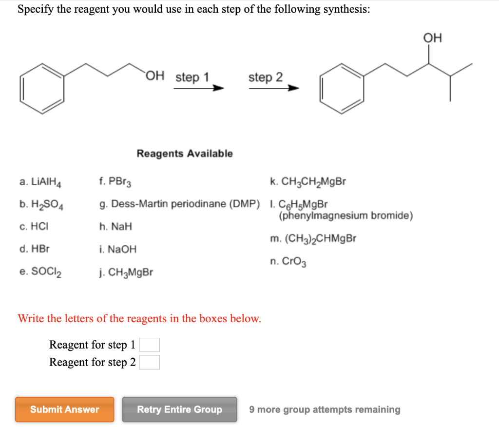 Solved Specify the reagent you would use in each step of the | Chegg.com