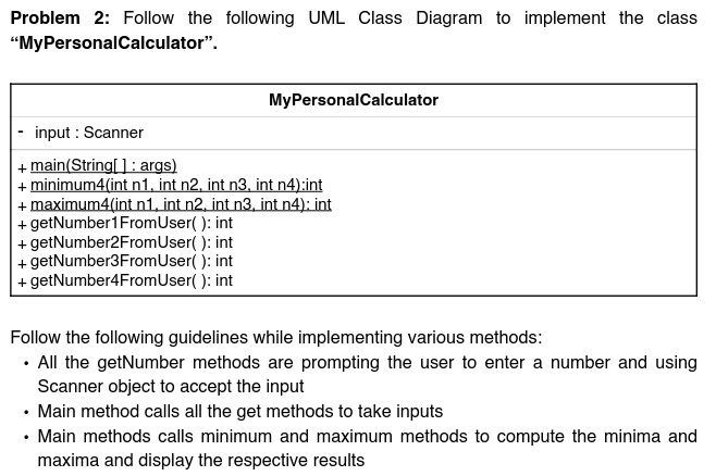 Solved Problem 2 Follow The Following Uml Class Diagram To 