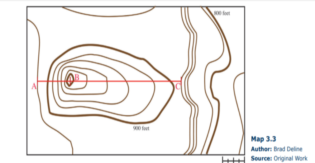 Topographic Map What is the gradient from A to B and | Chegg.com