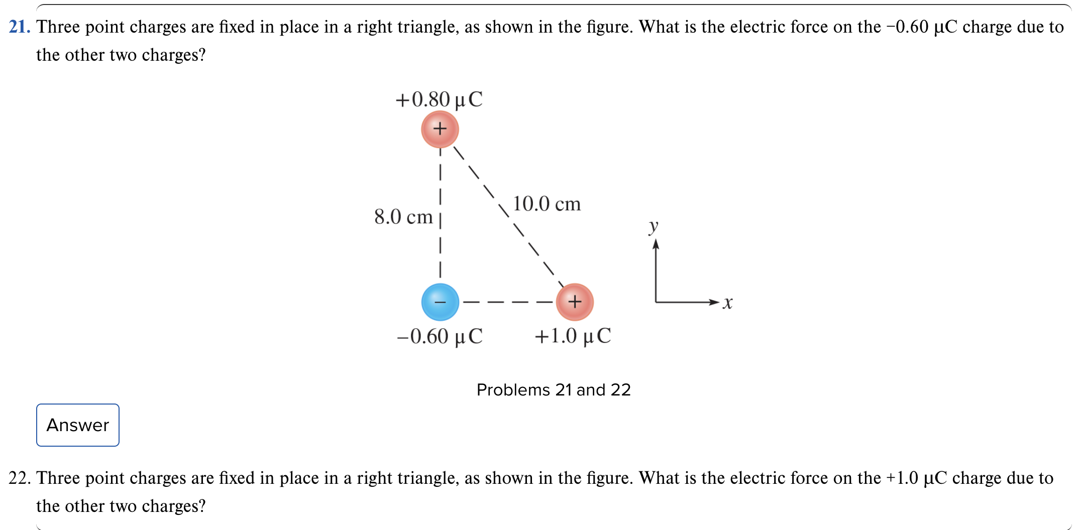 Solved Three point charges are fixed in place in a right | Chegg.com