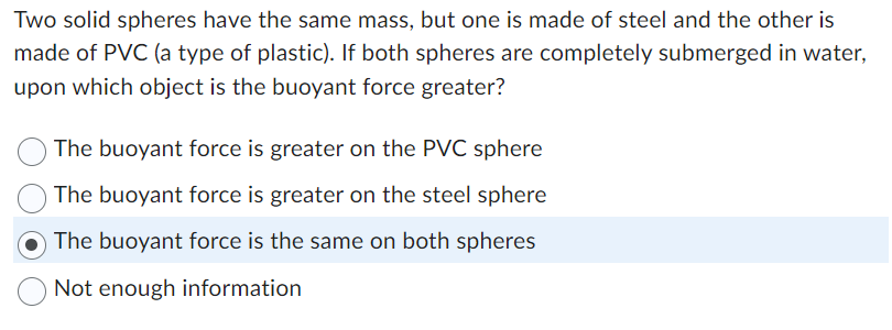 Solved Two solid spheres have the same mass, but one is made | Chegg.com