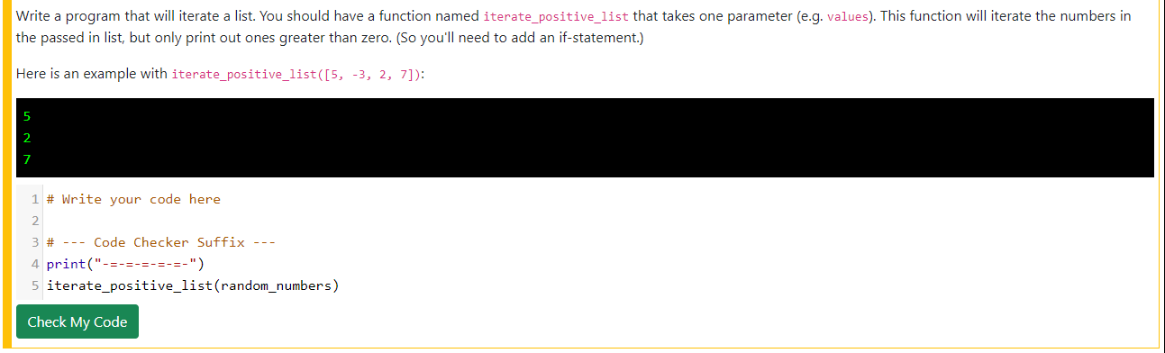 Solved the passed in list, but only print out ones greater | Chegg.com