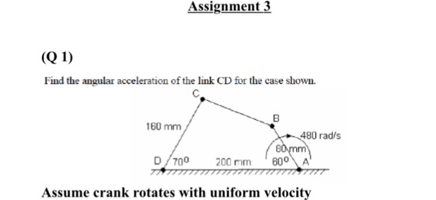 Solved Find the angular acceleration of the link CD for the | Chegg.com