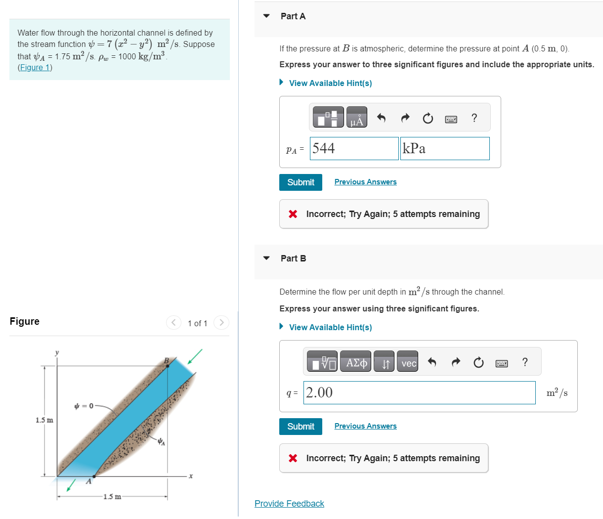 Solved Water flow through the horizontal channel is defined | Chegg.com