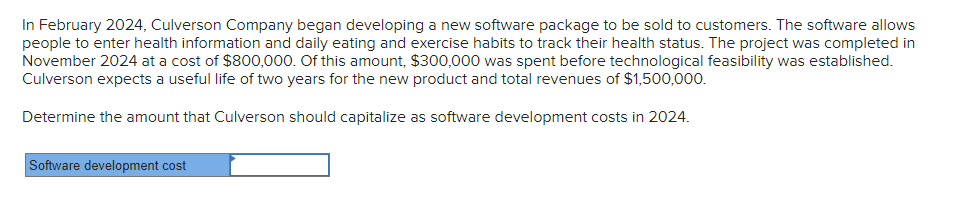 Solved In February 2024, Culverson Company began developing | Chegg.com