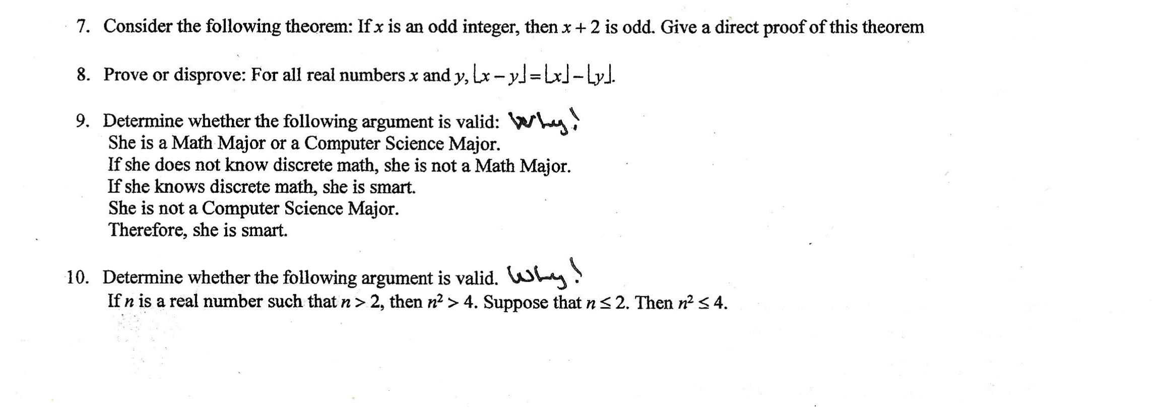 Solved 7. Consider the following theorem: If x is an odd | Chegg.com
