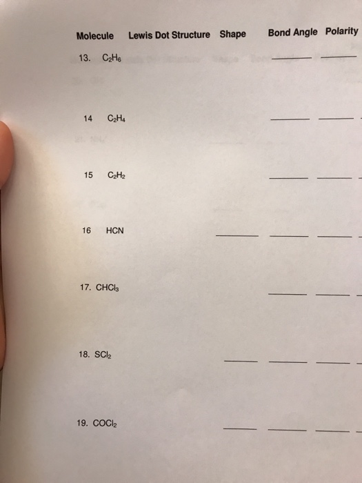 Solved Molecule Lewis Dot Structure Shape Bond Angle | Chegg.com