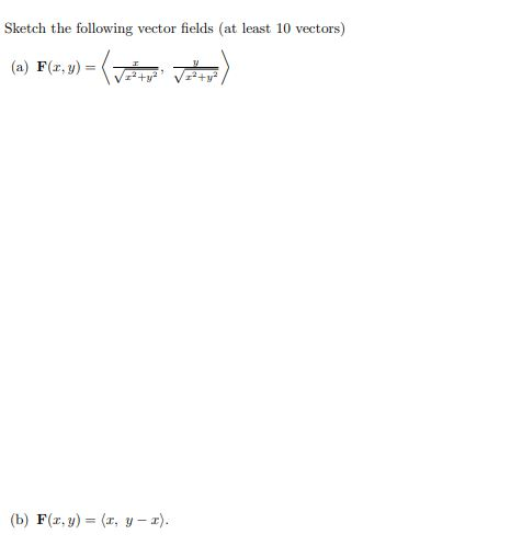 Solved Sketch the following vector fields (at least 10 | Chegg.com