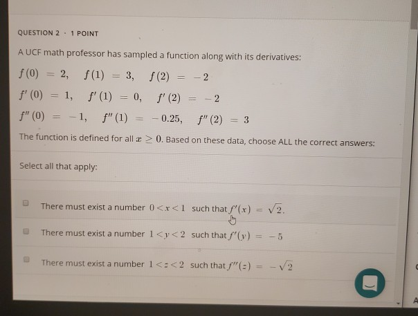 Solved QUESTION 2.1 POINT A UCF math professor has sampled a | Chegg.com